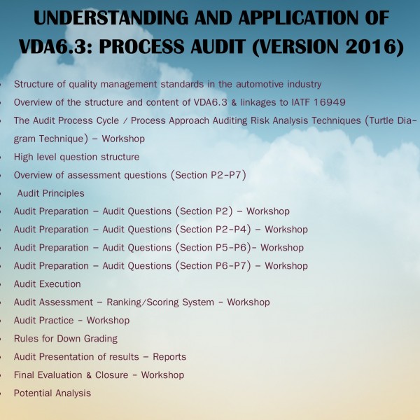 UNDERSTANDING AND APPLICATION OF VDA6.3: PROCESS AUDIT (VERSION 2016 ...
